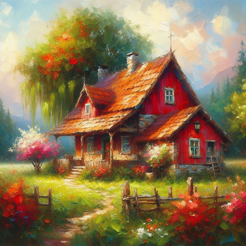 Wall Paper „rustic Cottage“ 4pieces for Desktop & Handy, Screen Saver ...