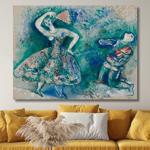 Violinist and Dancing Woman by Marc Chagall Canvas Wall Art ,marc ...