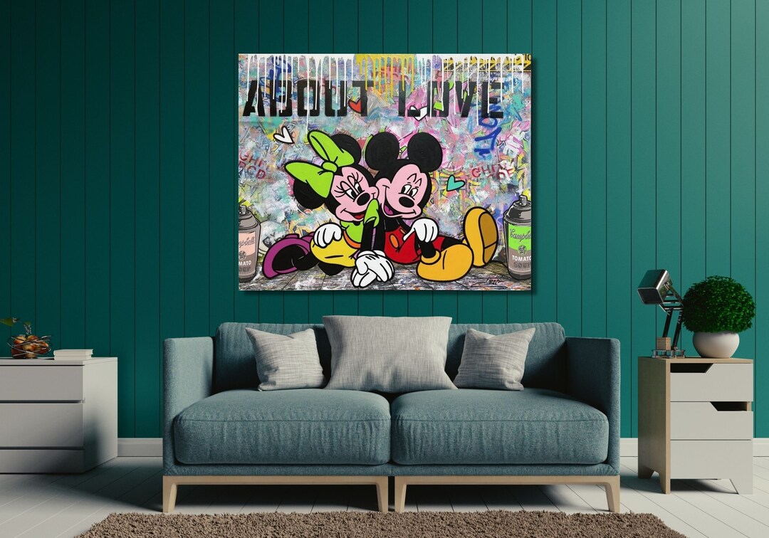 Mickey and Minnie LOVE Canvas Print Wall Art Design, Mickey Mouse Print ...