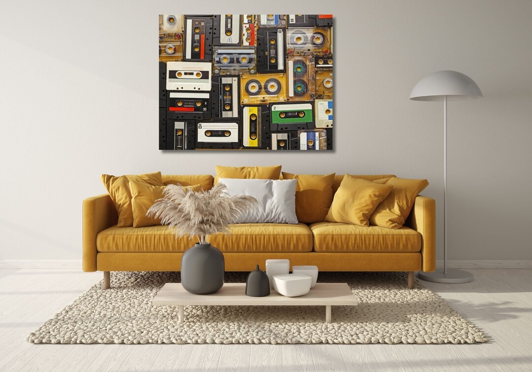 Cassette Wall Art Retro Audio Cassette Tapes Large Canvas Print Retro ...