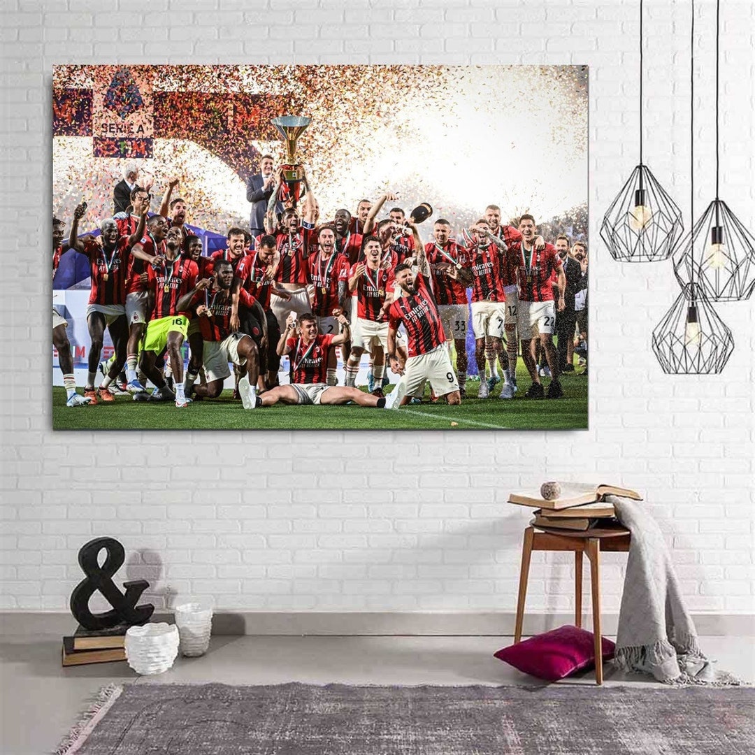 Serie A 2022 Champions AC Milan Wall Art,milan Canvas , Serie A Wall ...