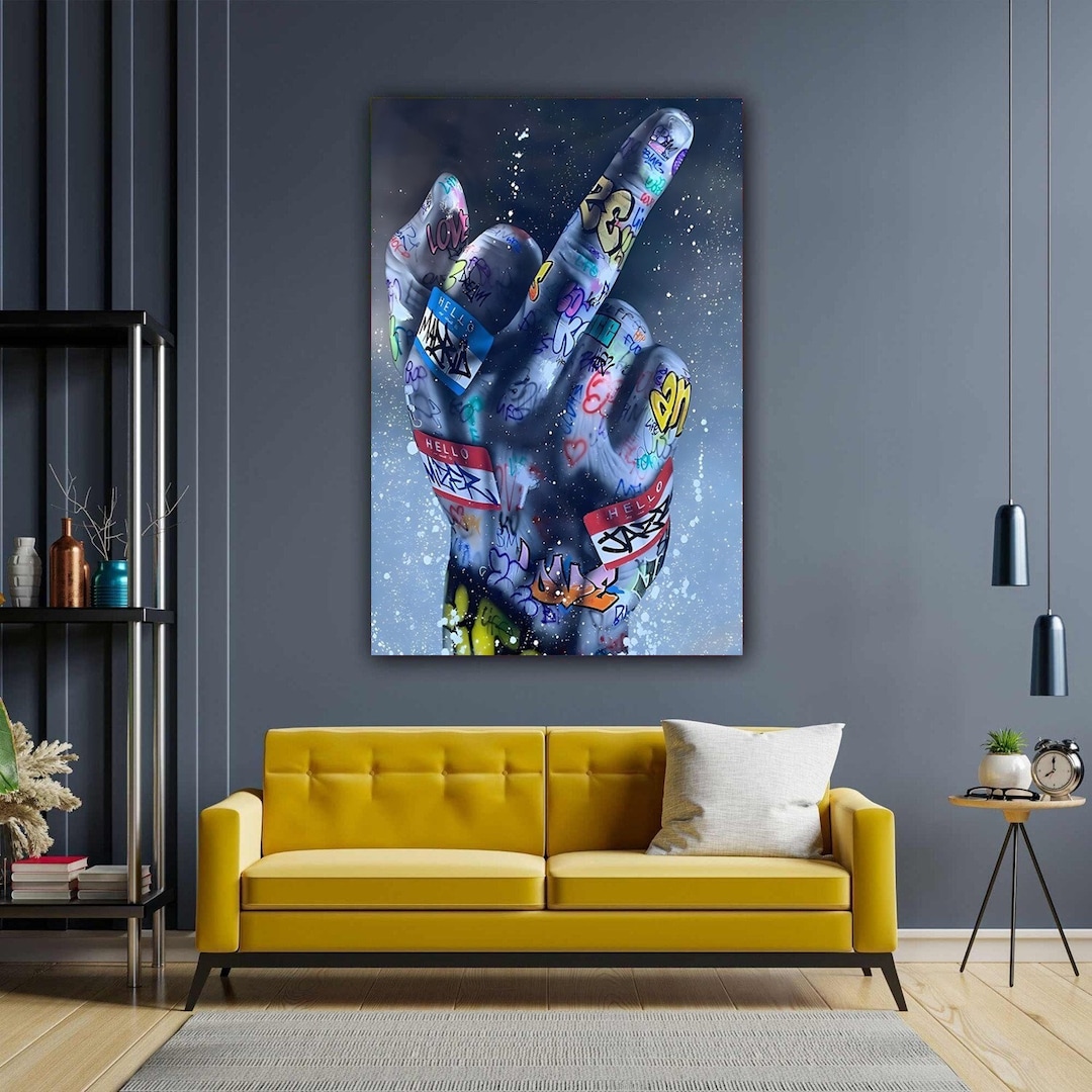 Middle Finger Graffiti Poster, Middle Finger Painting, Graffiti Print ...