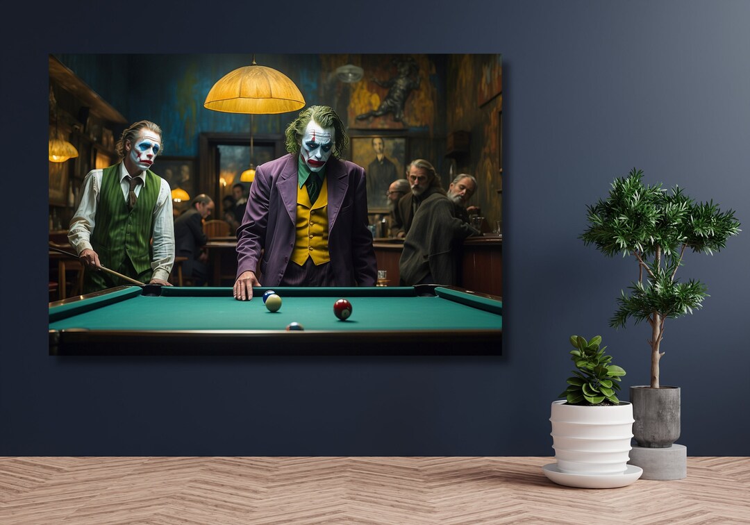 Jokers Playing Billard Canvas Wall Art Extra Large Wall Art Dinning ...