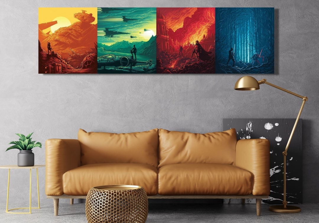 Panaromic Epic Starwars Movie Film Wall Art Canvas Poster,starwars Wall ...