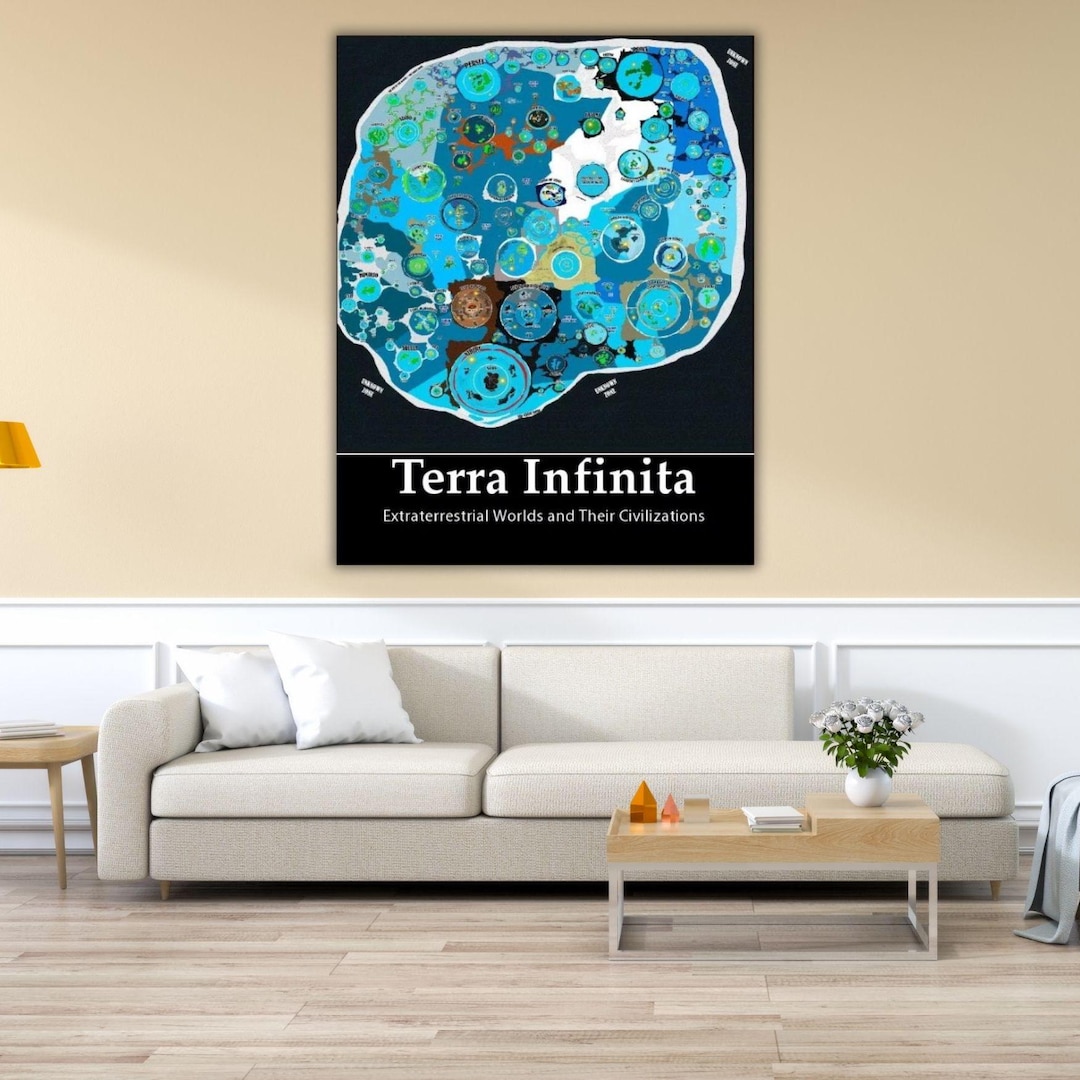 Terra Infinita Print Flat Earth Map High Resolution Wall Art Extra ...