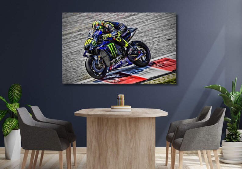 Valentino Rossi Poster, Motogp Canvas Wall Art, Moto GP Ready to Hang ...