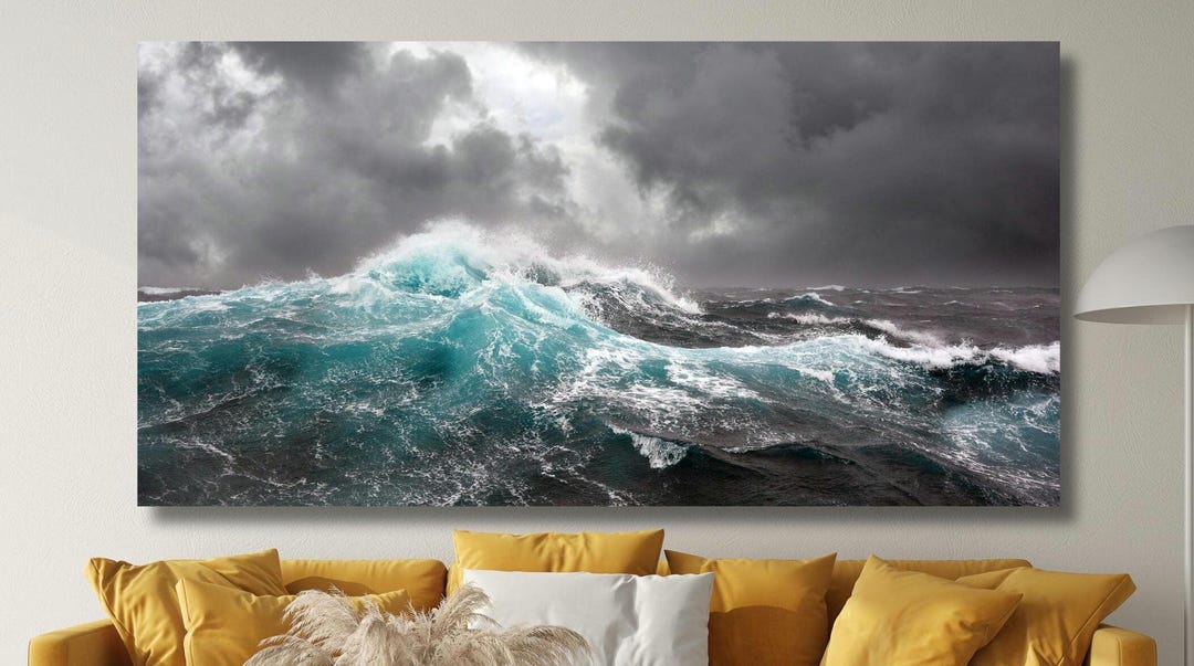 Waves Art Waves in Ocean Poster, Waves Extra Large Art,waves Large Wall ...