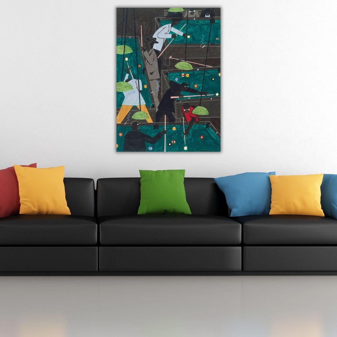 Pool Parlor by Jacob Lawrence Ready to Hang Canvas Wall Art Quality ...
