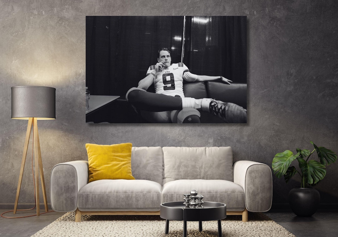 Joe Burrow Smoking Cigar Black White Ready to Hang Wall Art ,joe Burrow Poster, Joseph Lee ...