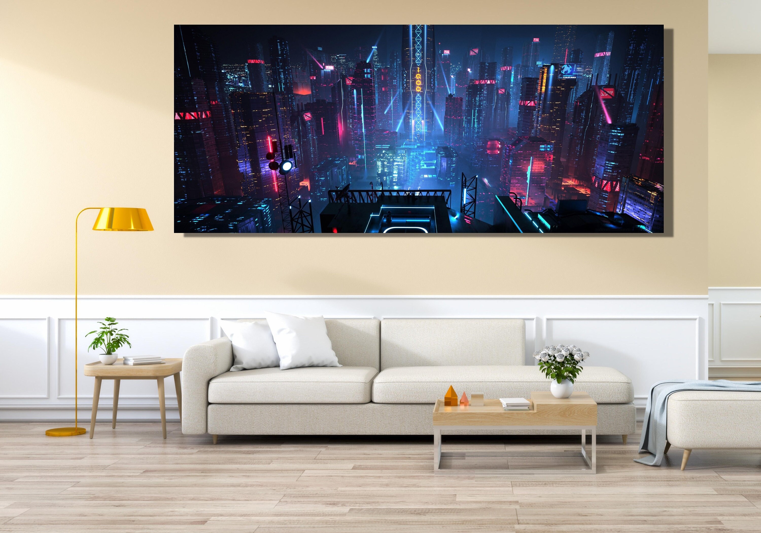 Cyberpunk Wall Art Canvas,neo Futuristic Cyberpunk City Canvas Poster ...