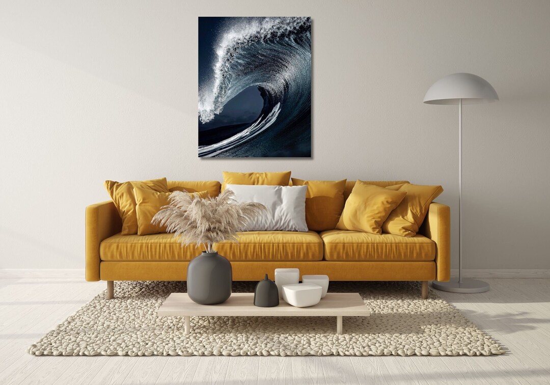 Great Wave Canvas Wave Poster Print,beautiful Blue Sea Ocean Wave Seaside Modern Canvas Design ...
