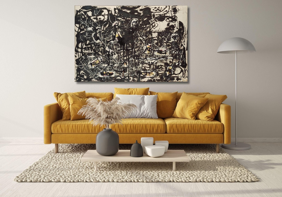 Yellow Islands by Jackson Pollock Art, Extra Large Canvas Abstract Wall ...