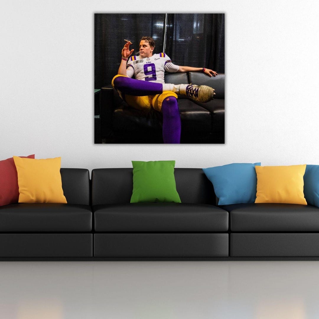 Joe Burrow Smoking Cigar Ready to Hang Canvas Wall Art, Joe Burrow ...