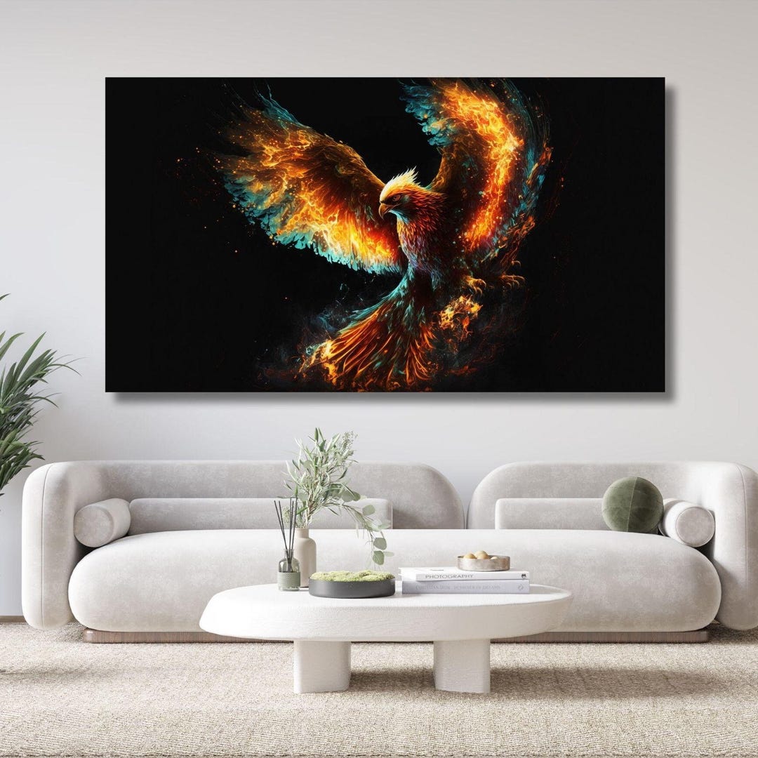 Phoenix Bird Canvas Ready to Hang,phoenix Wall Art,huge Canvas Wall ...