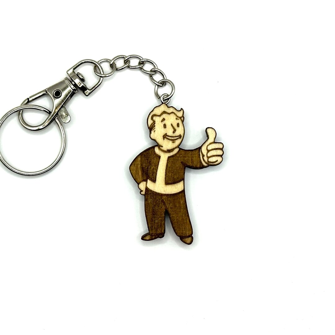 Fallout Vault Boy Basswood Keychain Double Sided Made in - Etsy