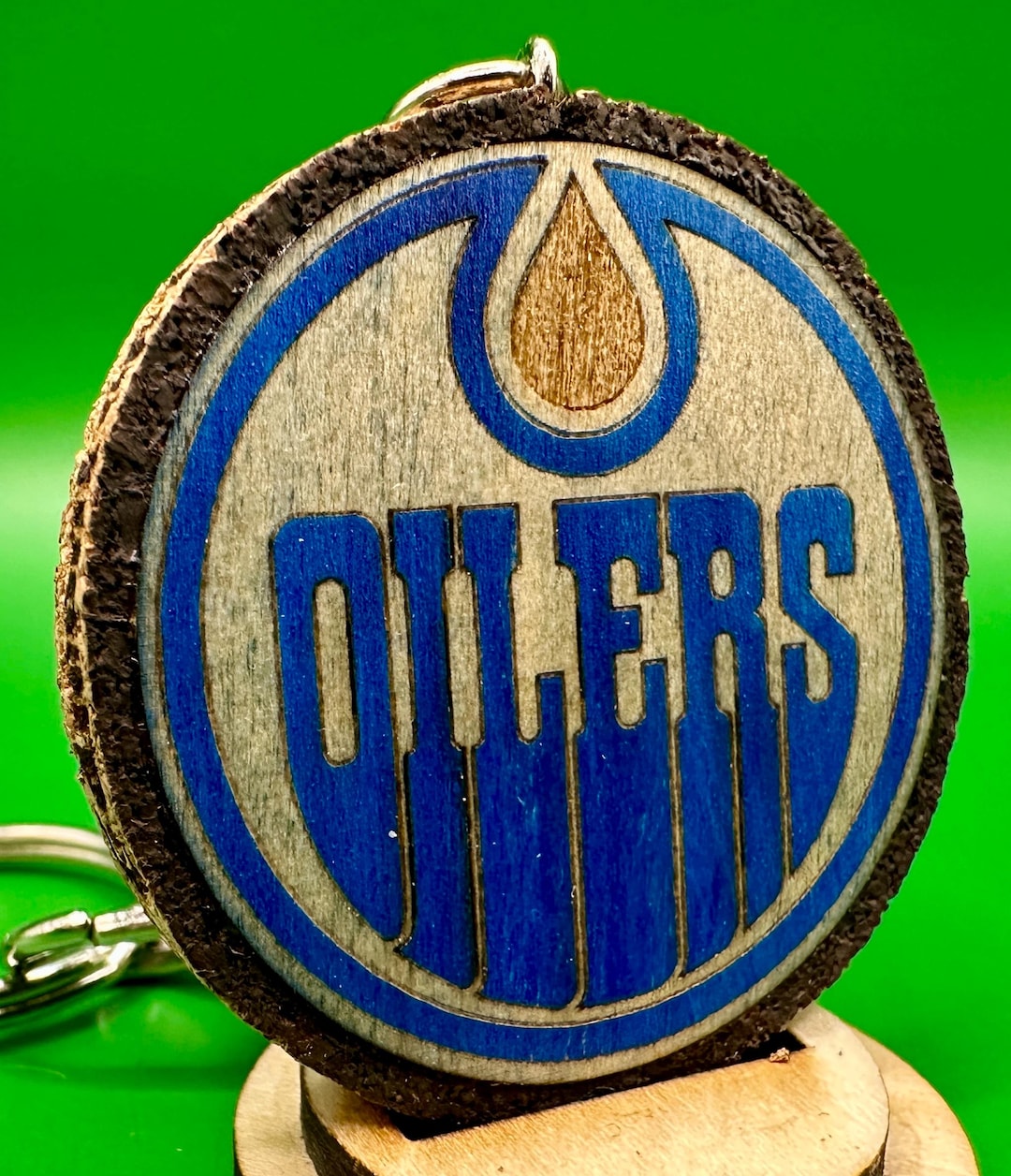 Edmonton Oilers NHL Hockey Wooden Pendant Keychain Unique Fan Gift for ...