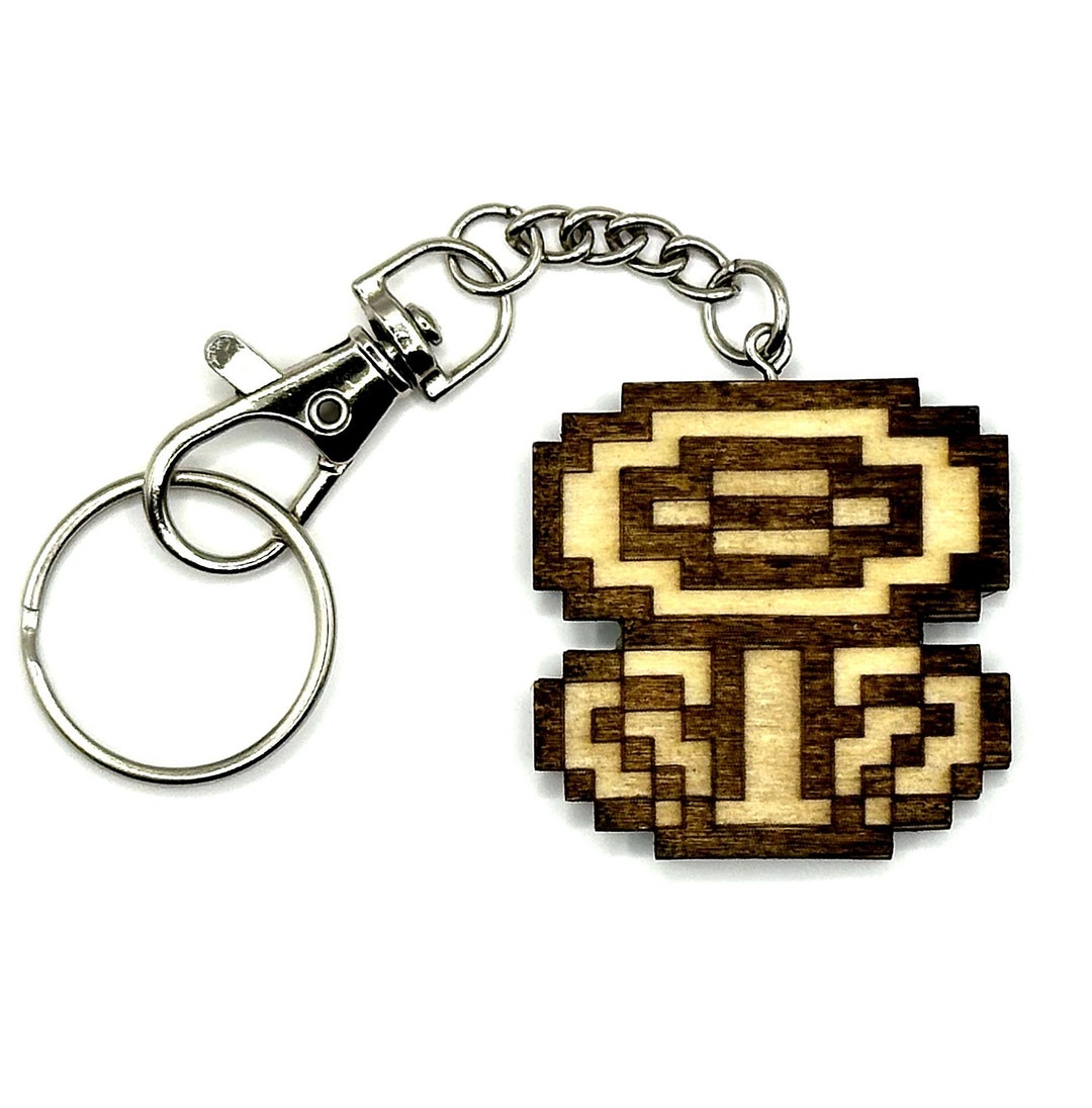 Super Mario Bros 3 Flower Pendant Key Chain Wood Retro Double Sided ...