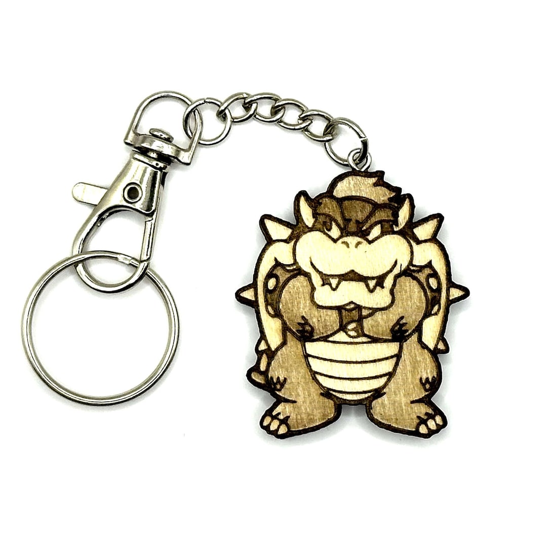 Super Mario Bros Bowser Basswood Keychain Gaming Double Sided Made in ...