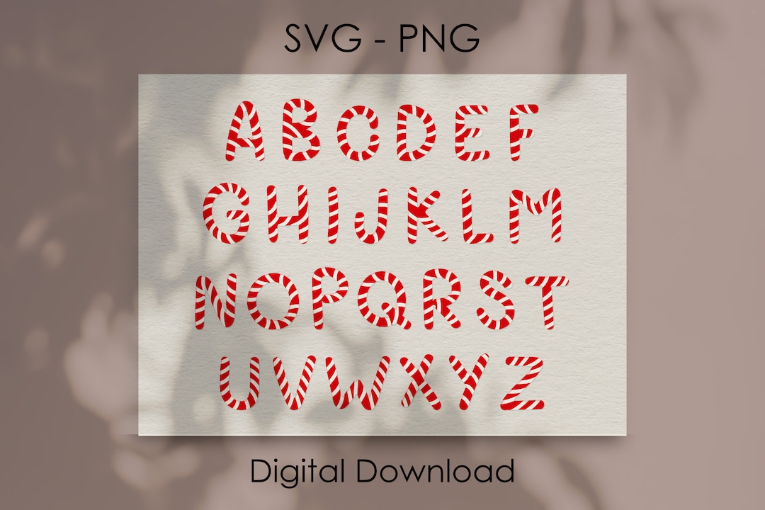 Candy Cane Letters / Christmas Font Svg / Christmas Candy SVG - Etsy
