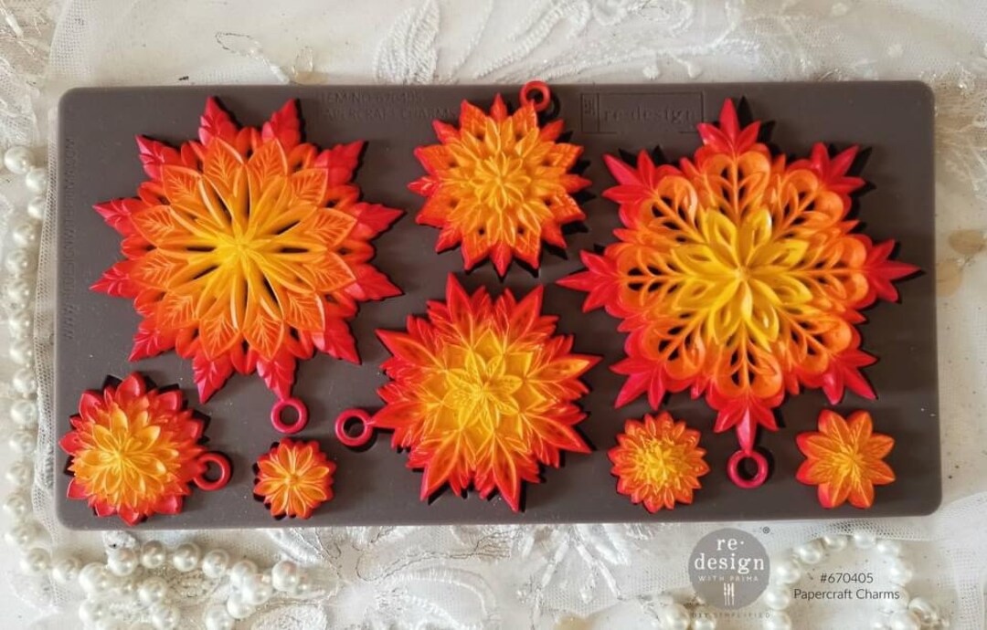 PAPERCRAFT CHARMS Mould 5 X 10 Redesign With Prima-silicone Decor Mold ...