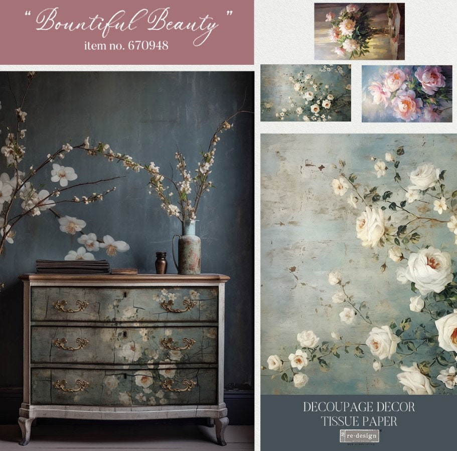 BOUNTIFUL BEAUTY Decoupage Decor Tissue 3 Pack 19.5x30 Re-design With ...