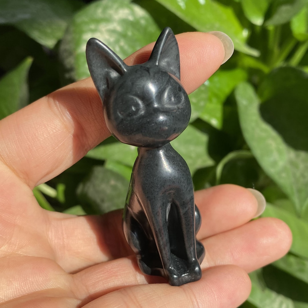 Natural Crystal Obsidian Egyptian Cat Statues Animal Cat - Etsy