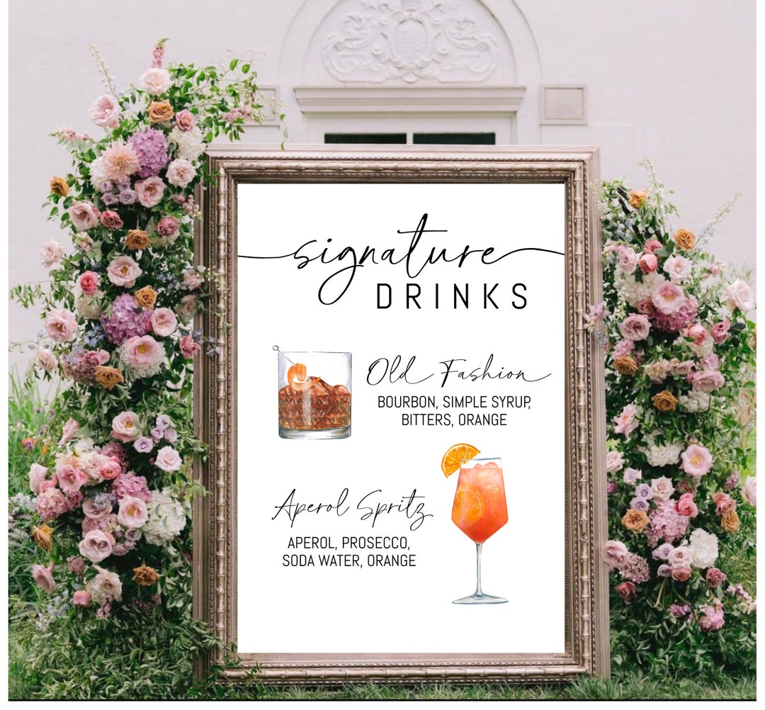 Signature Drink Sign, Bar Menu Template, Editable and Customizable Bar ...