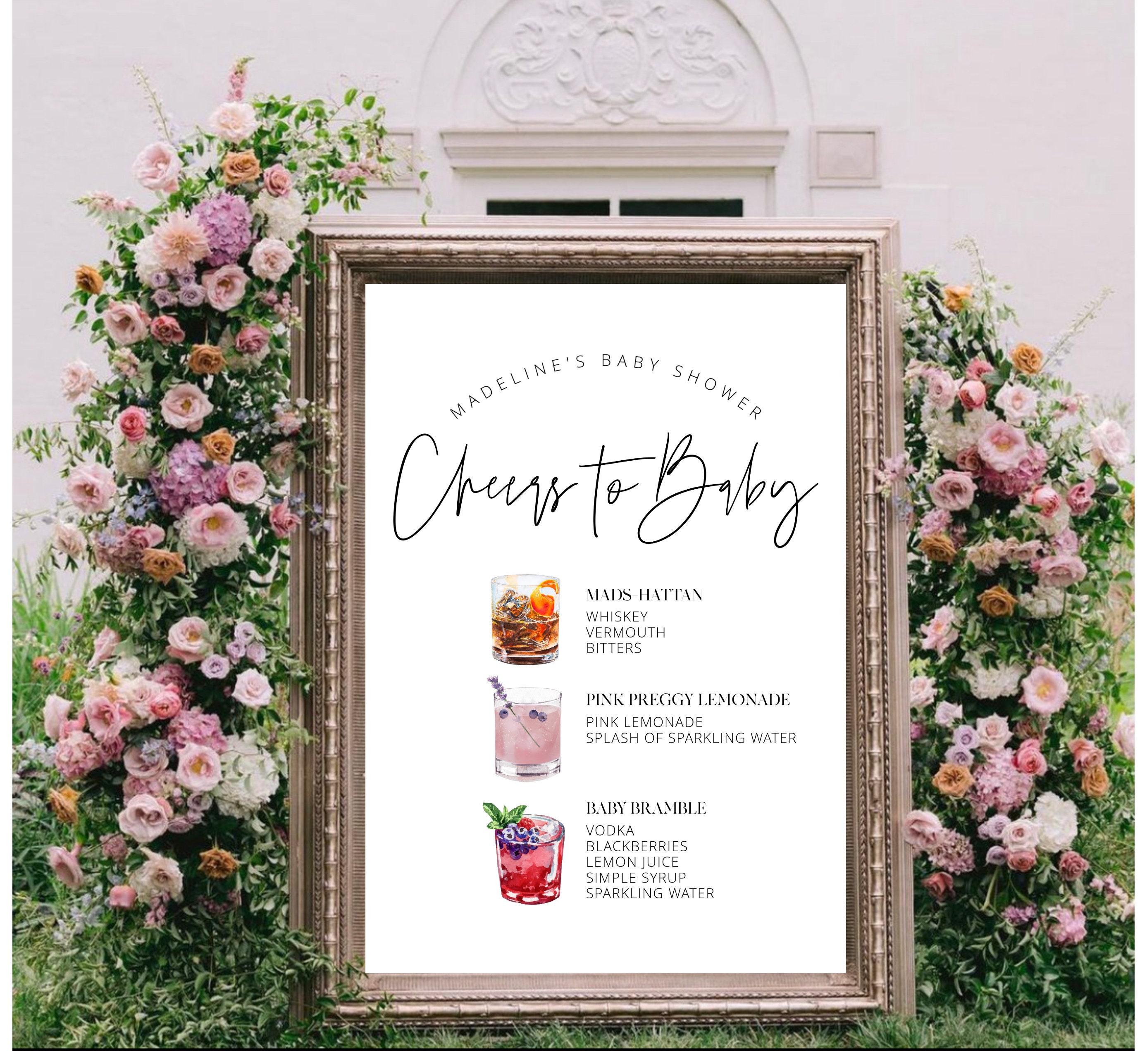Baby Shower Signature Drink Sign, Bar Menu Template, Editable and ...
