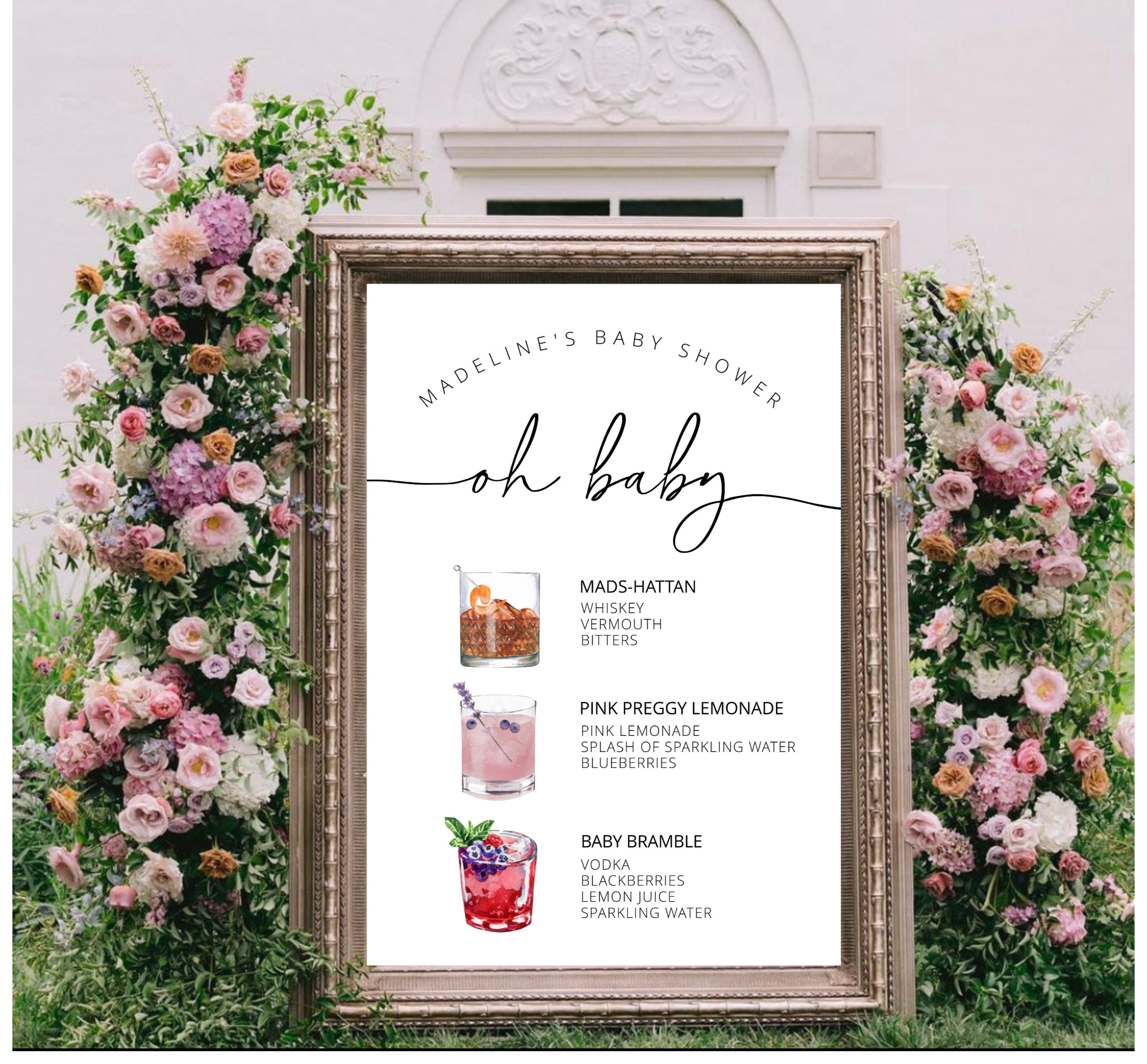 Baby Shower Signature Drink Sign, Bar Menu Template, Editable and ...