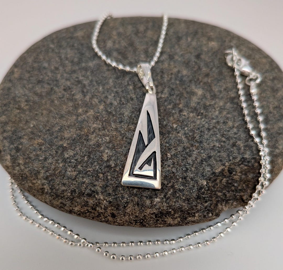 Unique Hopi Sterling Silver Overlay Pendant With Water and Cloud ...