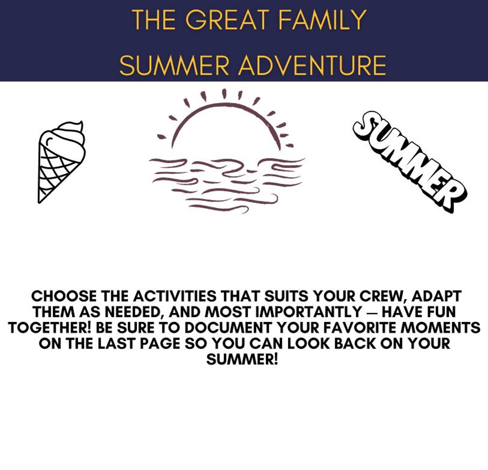 Printable Summer Adventure List for Screen-free Fun - Etsy