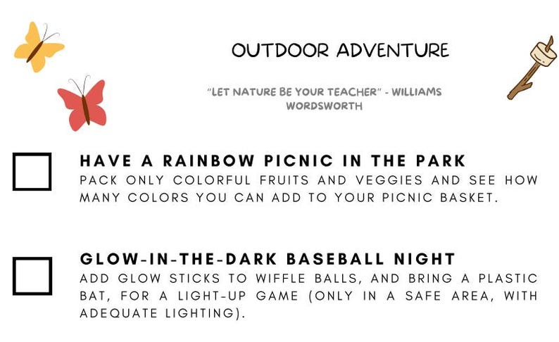 Printable Summer Adventure List for Screen-free Fun - Etsy