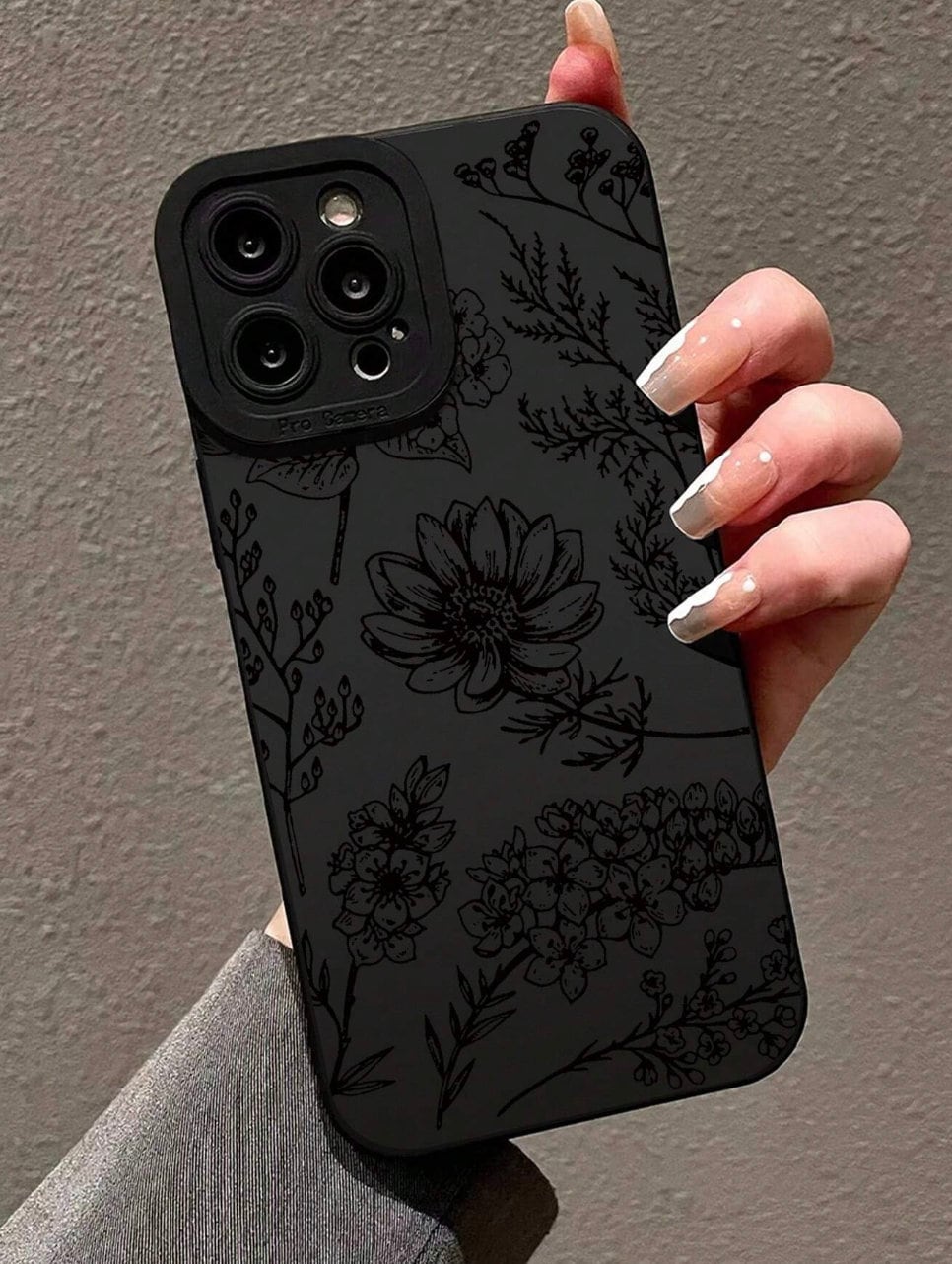 Floral Pattern Black iPhone Case, iPhone 15 14 13 12 11 Pro Max Case iPhone 13 12 Case iPhone 15 ...