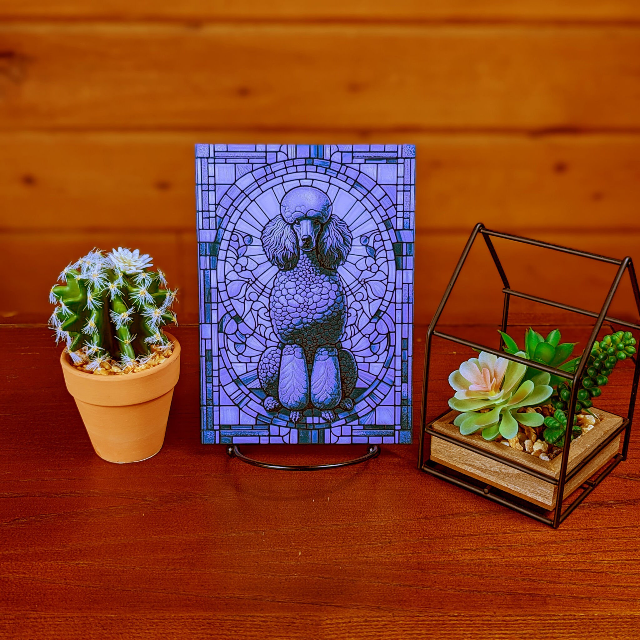Graceful Poodle: Stained Glass Style Dog 3D Print for Desk or Shelf ...