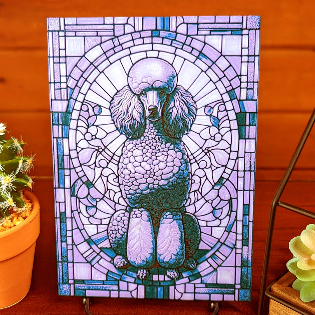 Graceful Poodle: Stained Glass Style Dog 3D Print for Desk or Shelf ...