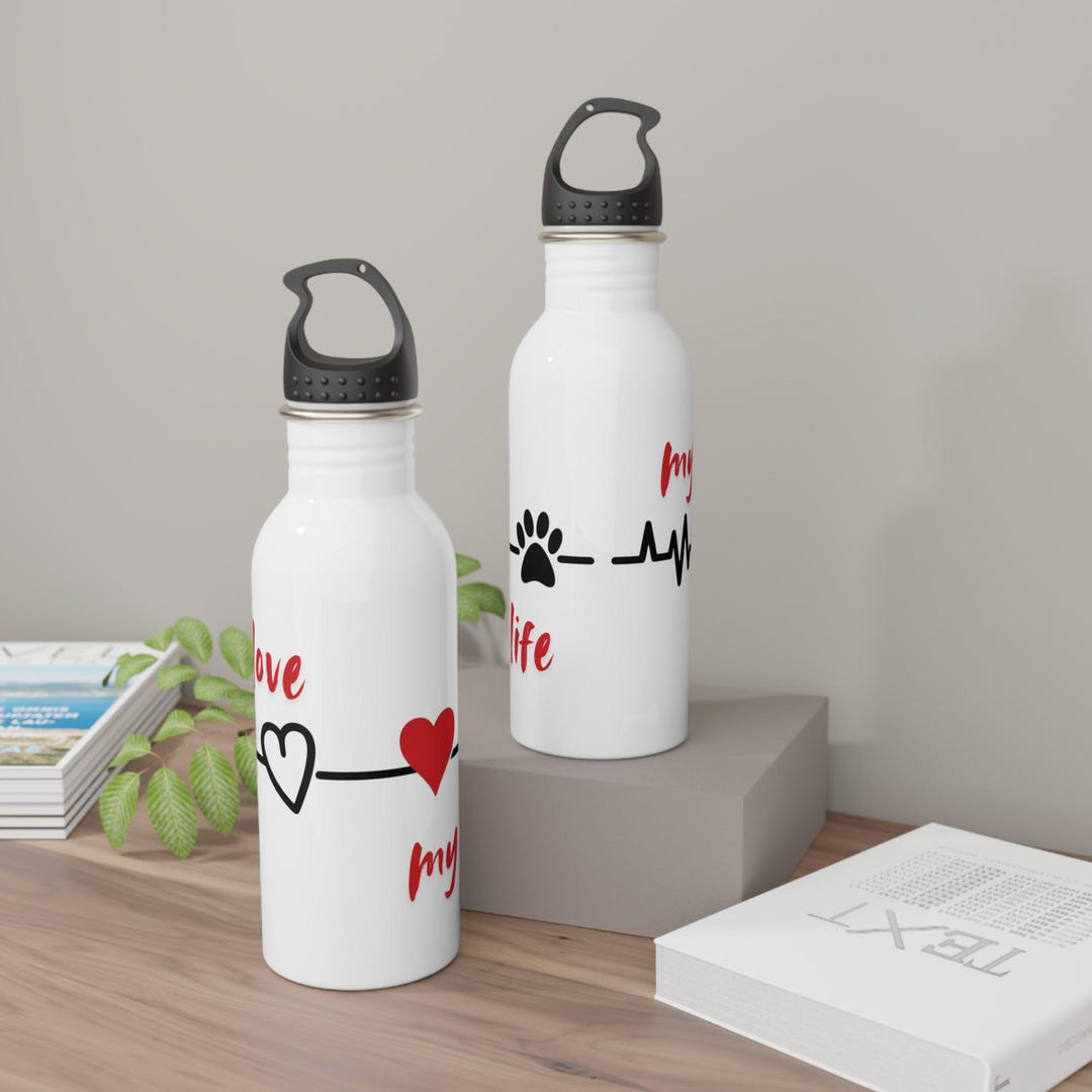 My Love Heartbeat Stainless Steel Water Bottle, Heartbeat Water Bottle ...