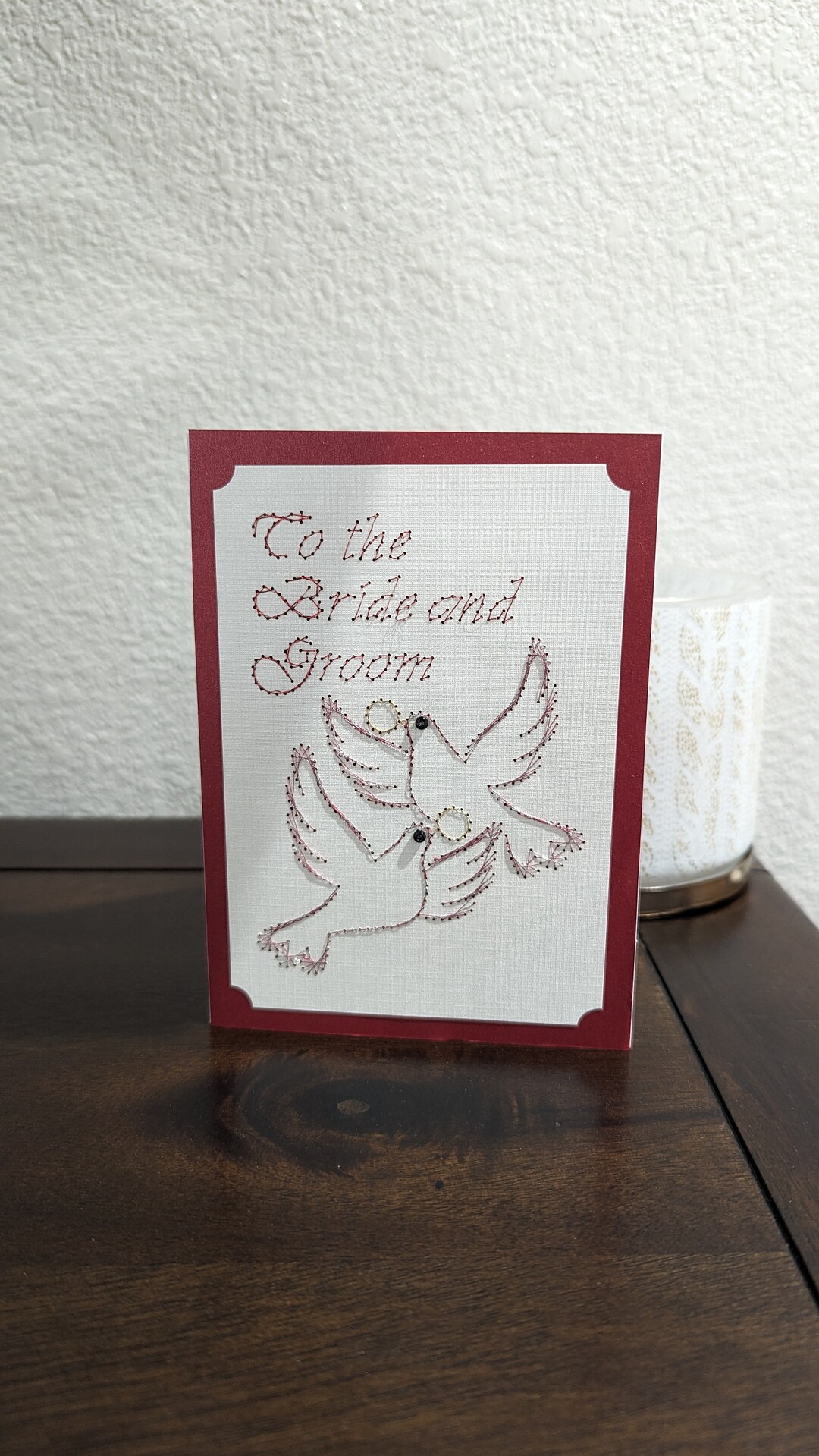 Hand Stitched/embroidered Wedding Card for Bride and Groom - Etsy