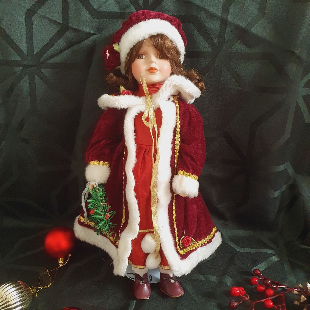 Vintage Christmas Porcelain Doll 17 45cm - Etsy