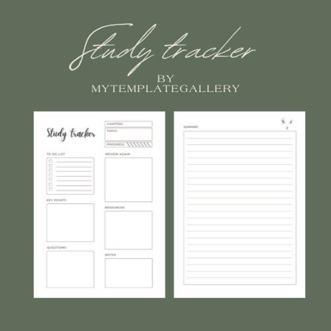 Study Tracker Printable Etsy