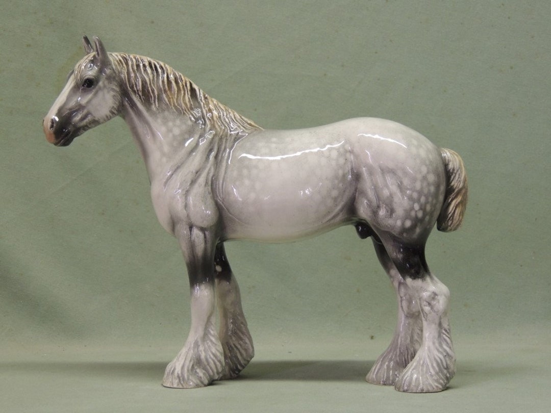 Light Grey Shire - Ceramic Horse Figurine - 27cm High and 22.5cm Long ...