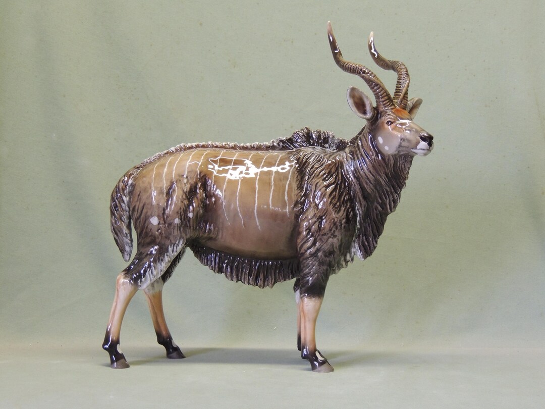 Nyala Figurine – Handmade Ceramic Wildlife Sculpture – Safari Animal ...