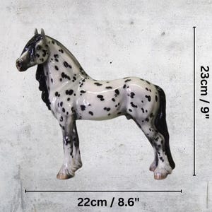 Black Spot Leopard Friesian Stallion - 23cm High X 22cm Long - Ceramic ...