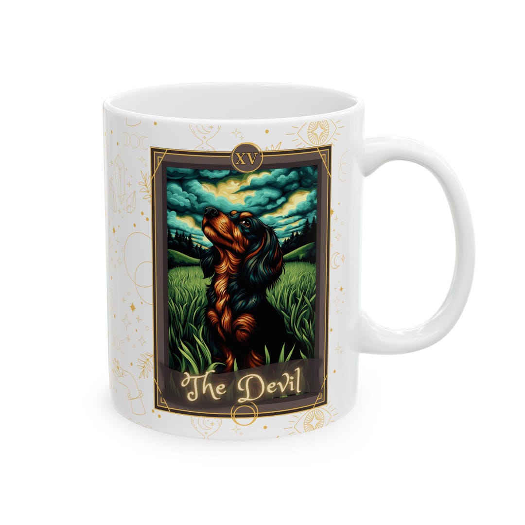 The Devil Dachshund Tarot Card Ceramic Mug, 11oz, 15oz - Etsy