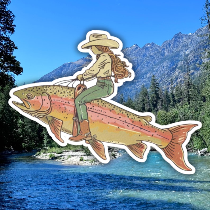 Trout Cowgirl Vinyl Decal - Etsy