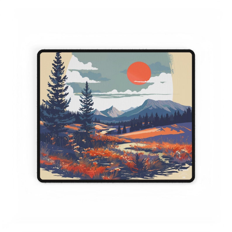 Retro Mountain Scene Desk Mat - Etsy
