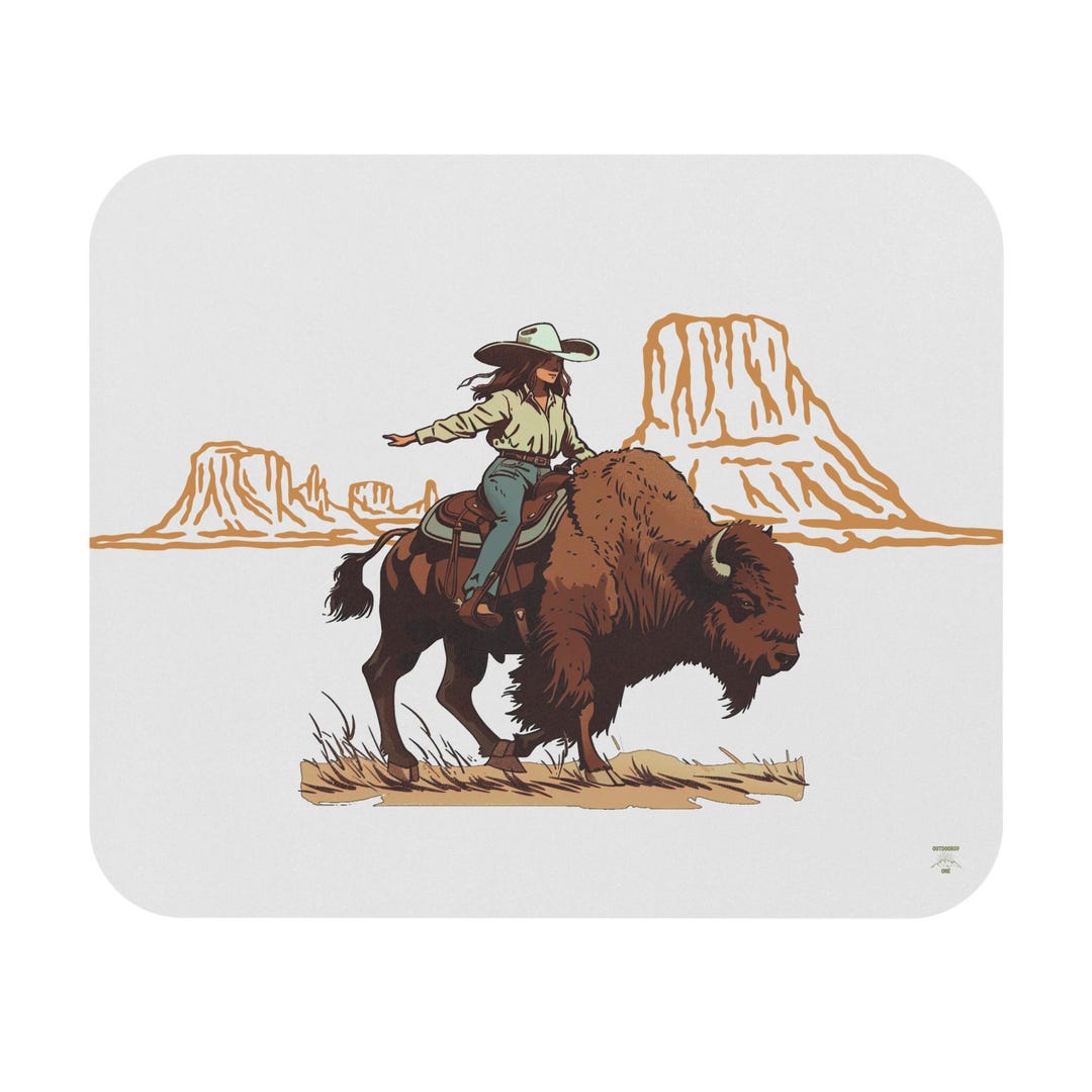 Bison Cowgirl Mouse Pad (rectangle) - Etsy