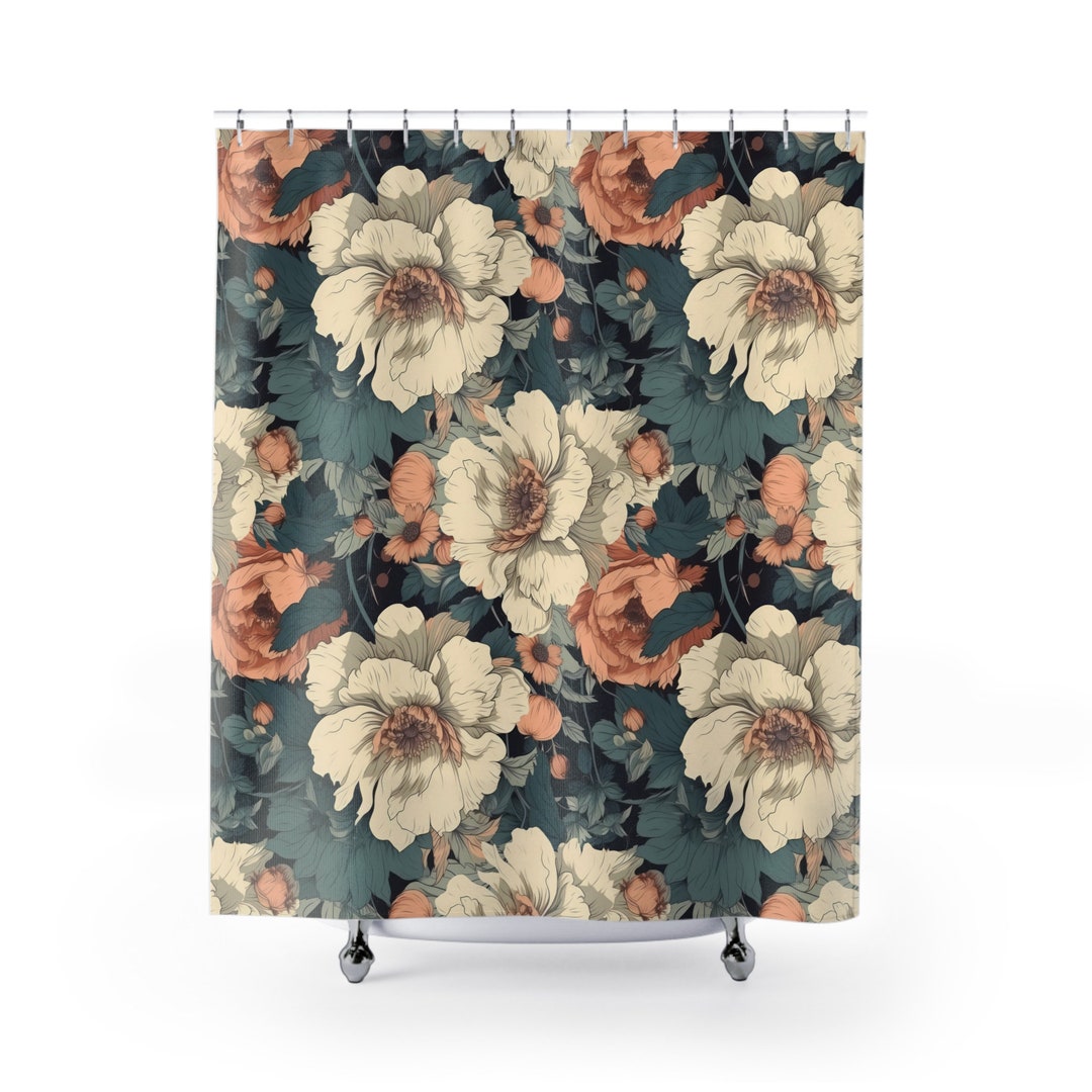 Vintage-inspired Floral Pattern Shower Curtain - Etsy
