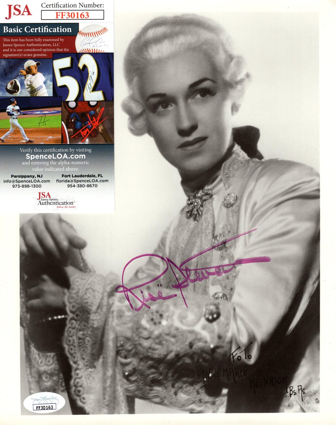 Rise Stevens Opera Singer Hand Signed Autograph 8x10 Photo With JSA COA ...