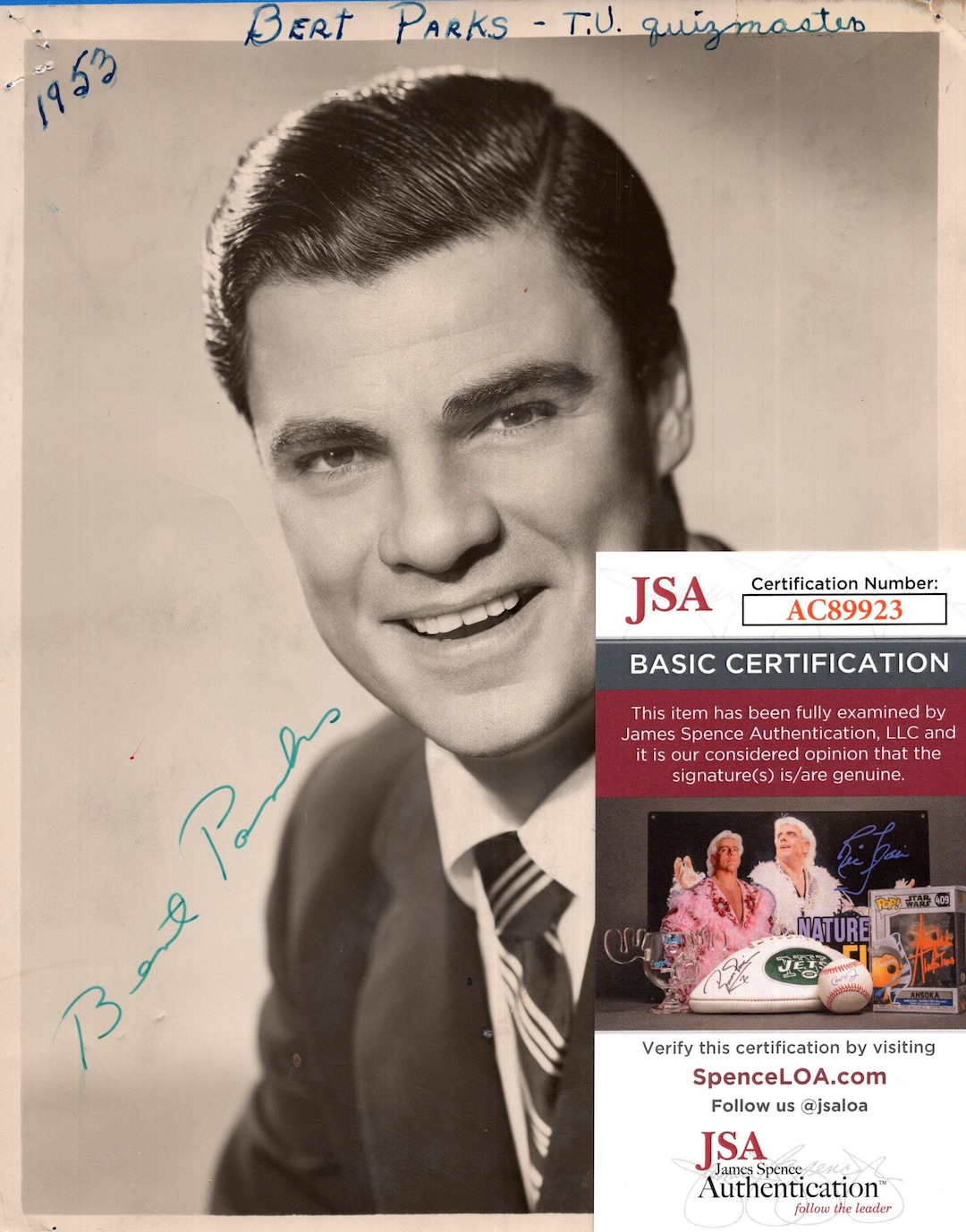 Bert Parks Actor Singer TV Host Hand Signed Autograph 7x9 Vintage Photo ...