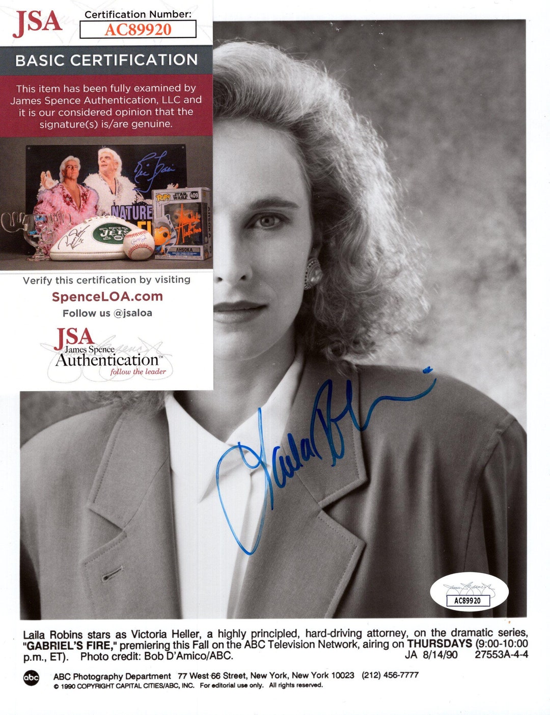 Laila Robins Gabriel's Fire Actress Hand Signed Autograph 7.5 X 9.5 ...